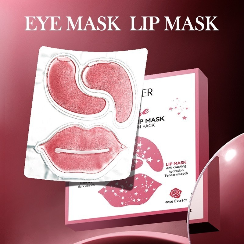 Sadoer Rose Eye & Lip Mask 3in1 Of 10pcs Set At First Time With ...