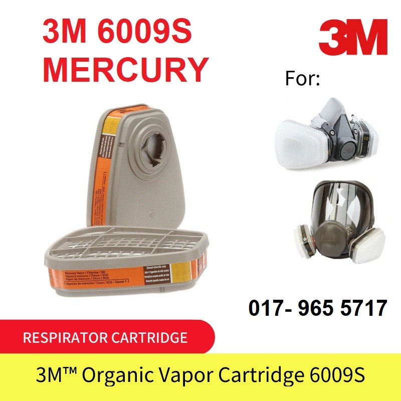 3M 6009S Mercury Vapour Chlorine or Sulfur Dioxide Gas Cartridge SIRIM ...