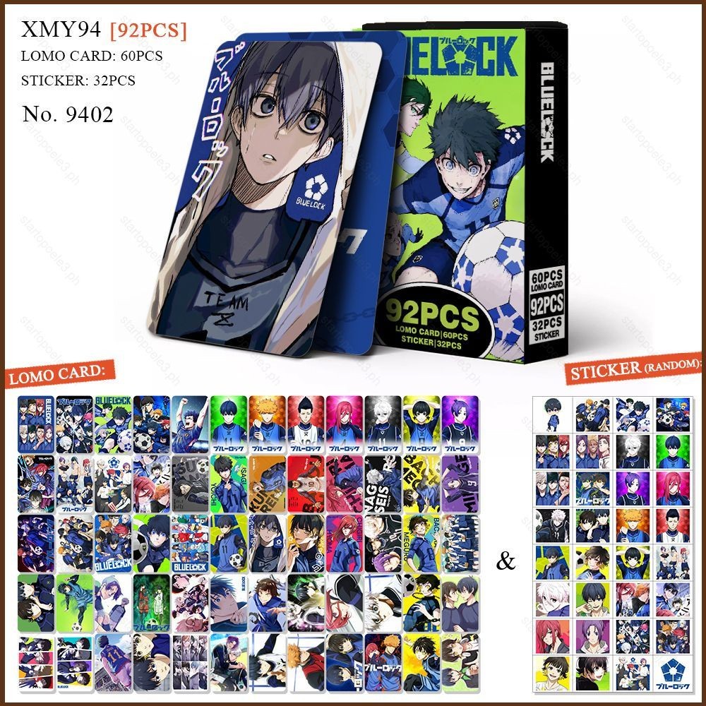ST3 92PCS/set BLUE LOCK stickers photo double sided LOMO card postcard ...
