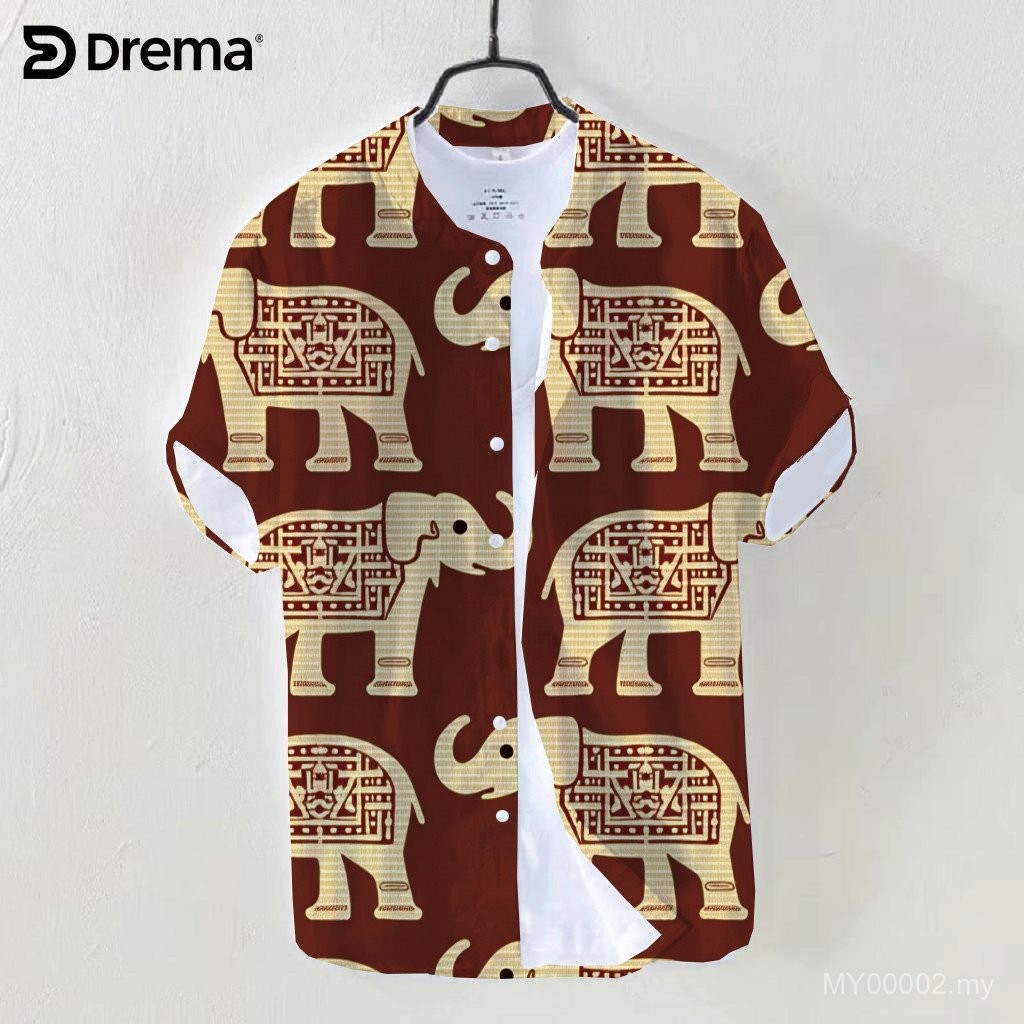 Baju Hawaii Corak Gajah Dreema | Kemeja lengan pendek, selesa dipakai ...