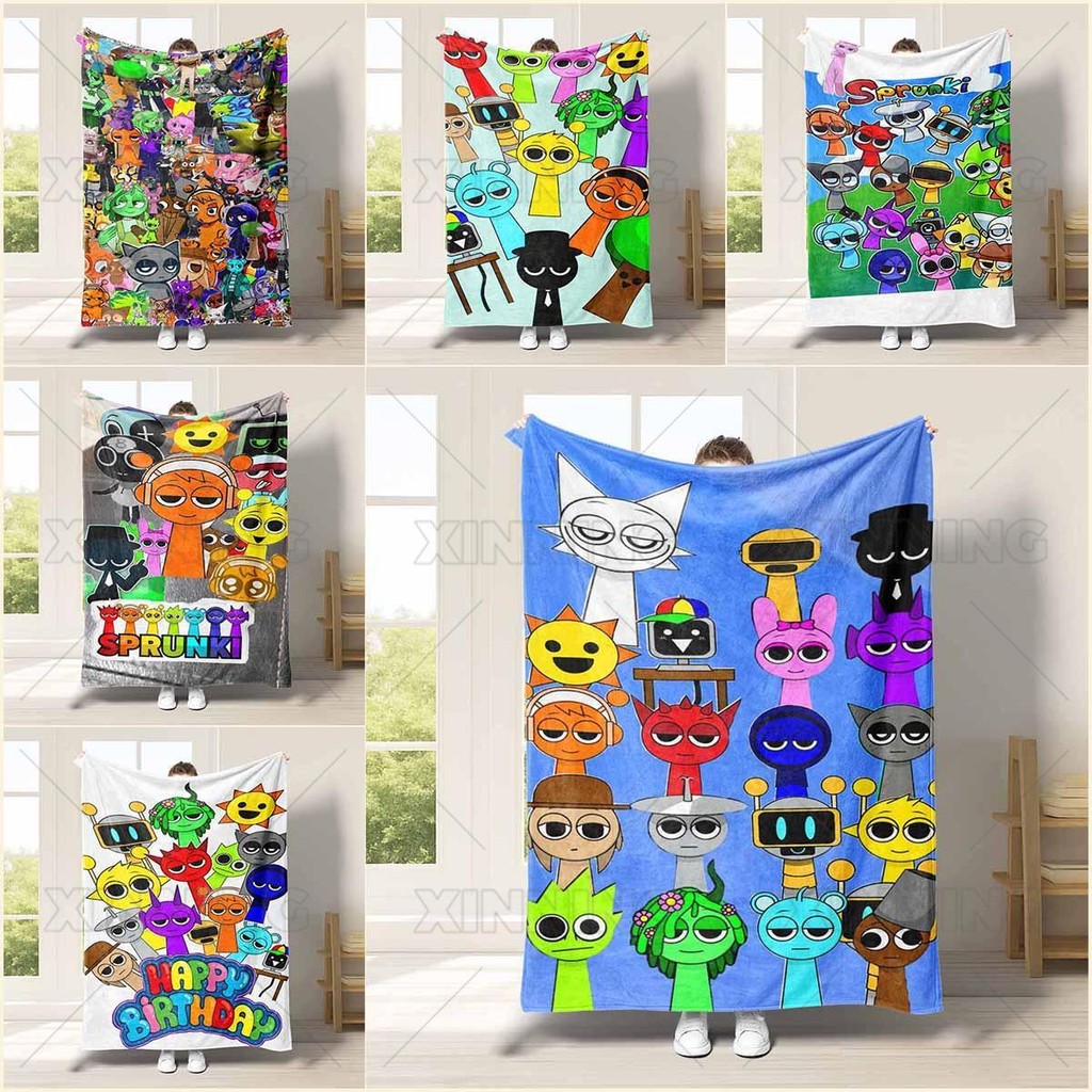 Sprunki Cartoon Game Pattern Air Conditioning Blanket Summer Travel ...