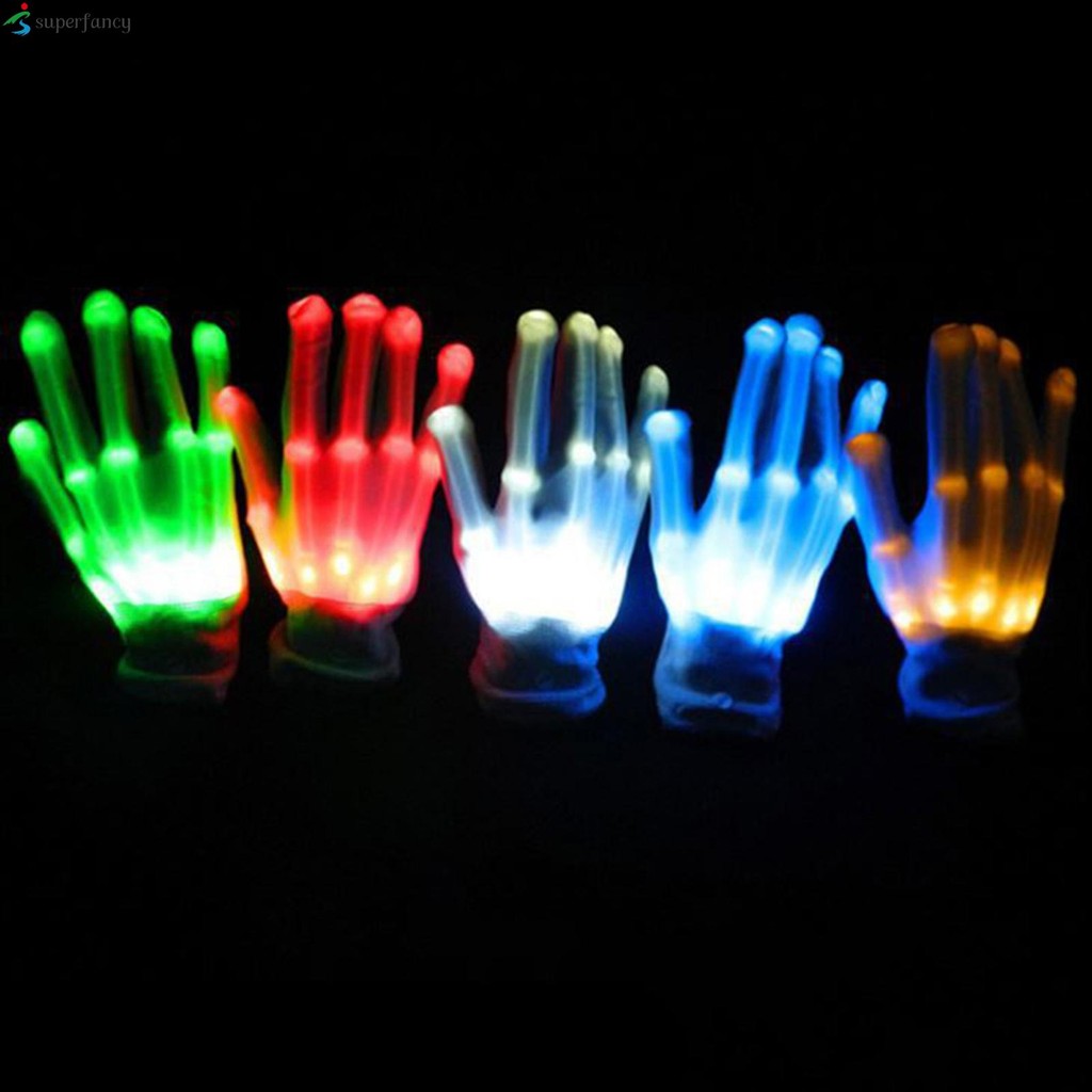 LED Hand Bone Glowing Gloves Soft Gloves with Multi Modes Party Light ...
