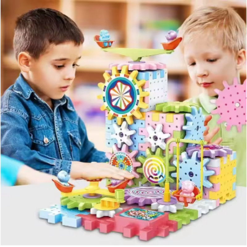 Kids Electric Gear Building Toy Set Motorized Spinning Gears Set Gear ...