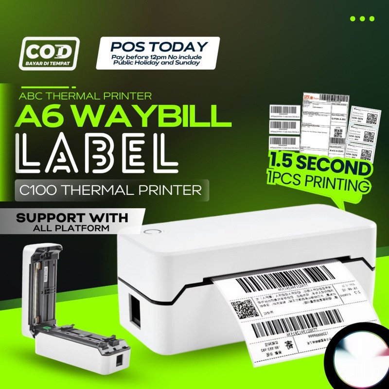 Courier Barcode Thermal Printer C100 - Waybill Label A6 Thermal ...