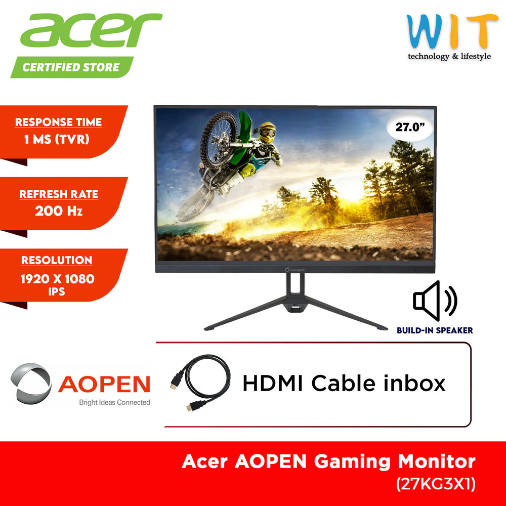 Acer AOPEN 27KG3 X1 Gaming Monitor - 27 inch FHD IPS /1ms/200Hz/HDMI/DP/Speaker/VESA/sRGB/AMD ...