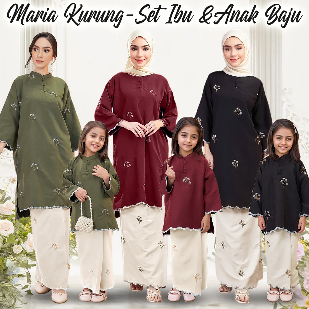 maria kebarung moden Baju Raya Haji 2025 Baju Kurung Set Ibu &Anak baju kurung budak perempuan ...