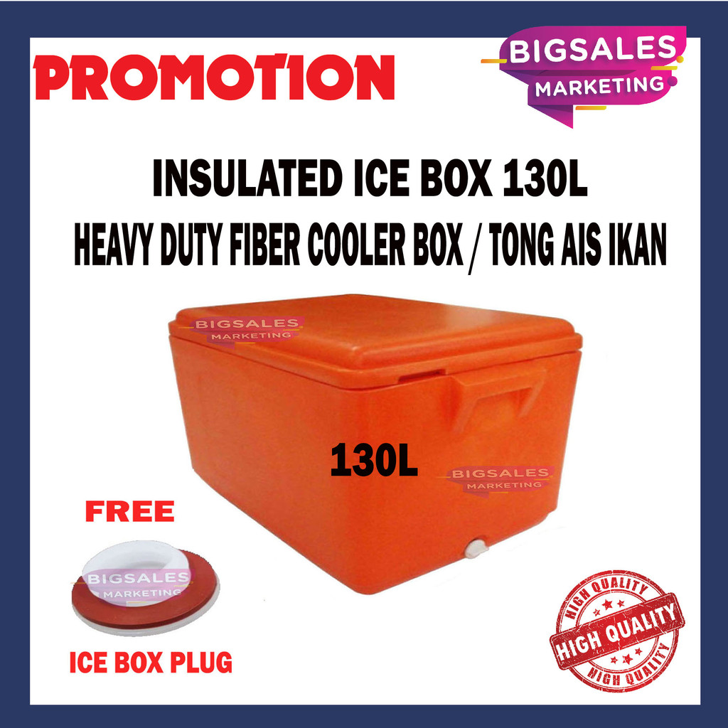 BIGSALES 130 Liter Tong Ais Ikan Tong Oren Tong Fiber Kotak Sejuk Fiber ...