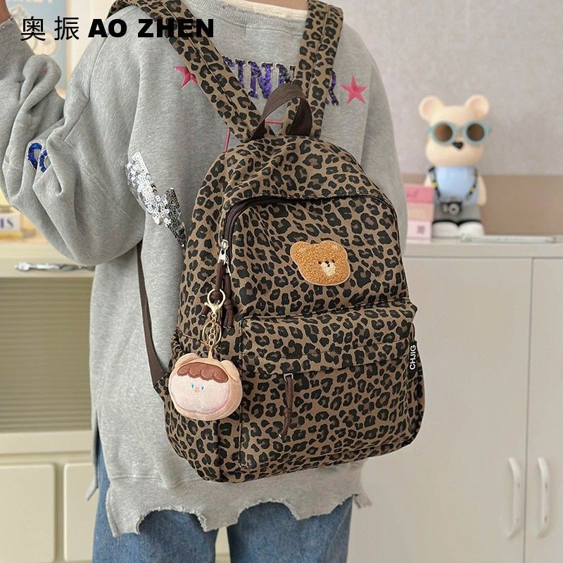 [Schoolbag Ready Stock Hot Sale] Backpack Girls Leopard Print Simple ...