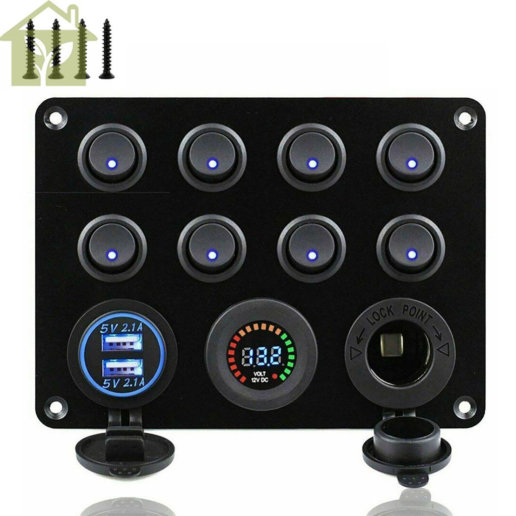 5 Gang Rocker Switch Panel Waterproof Marine Ignition Switch Panel 12V ...
