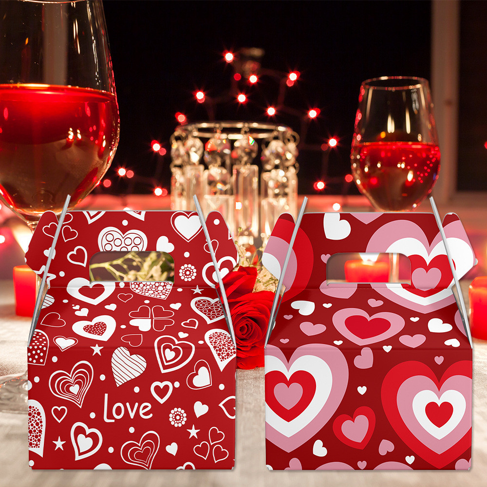 6pcs Valentine's Day Treat Box Goodies Boxes Hearts Valentine Boxes for ...
