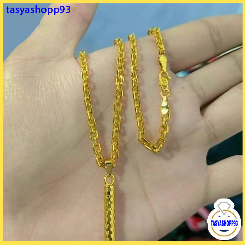24k genuine gold necklace and pendant set easy gold rate 17,7 (with ...