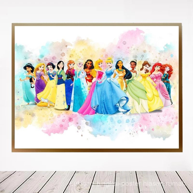 Princess Room Cartoon Wall Art Decor Disney Princesses Posters Prints ...
