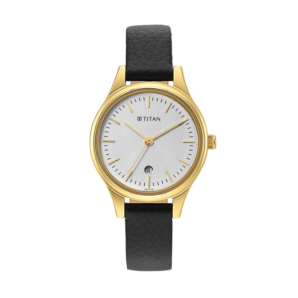 Titan Karishma 2679YL01 White Dial Leather Strap Quartz Women's Watch ...