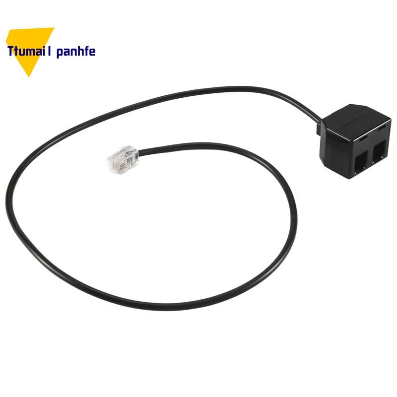 RJ9 4P4C Male To Dual Female Ports Connector Telephone Adapter Cable Wire Telephone extension ...