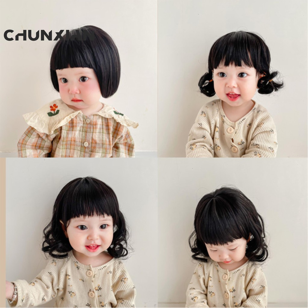 rambut palsu baby rambut palsu Ins Baby Wig Korea Girl Girl Short Curly ...