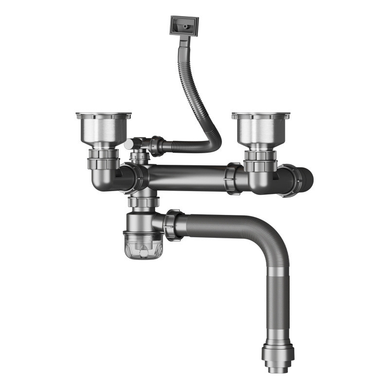 Stainless Steel Kitchen Sink Drainage Hose Set / Kitchen Sink Pipe ...