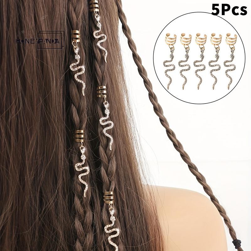 honeypanda 5 Pcs Snake Shape Dreadlock Braid Hair Beads Braids Hair ...