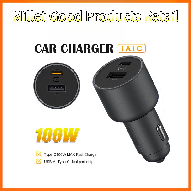 Xiaomi 100W Car Charger Dual Output USB-A Type-C Super Fast Charge ...
