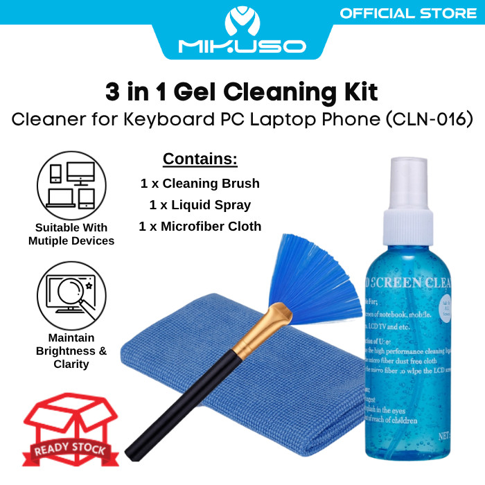 MIKUSO 3-in-1 Multipurpose Keyboard Dust Cleaner Kit Brush Microfiber ...