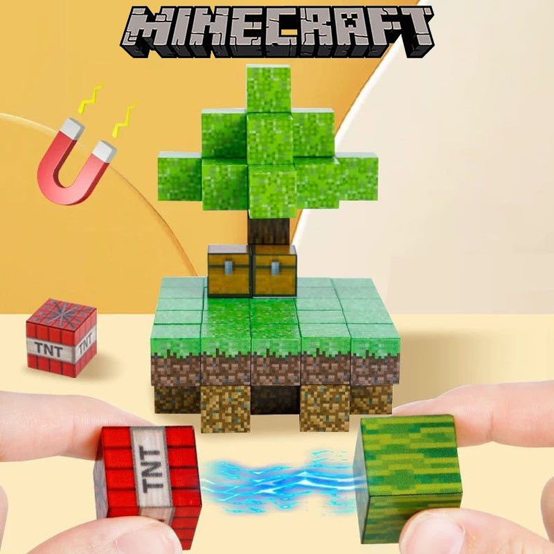 Minecraft 100pcs Diy Magnetic Building Blocks Game Minecraft for Kids ...