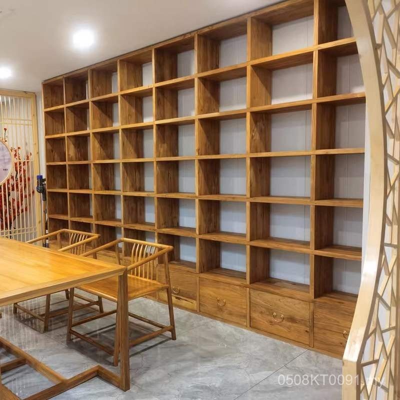 Lattice Rack Hanging Cabinet Log Shelf Partition Wall Lattice Old Elm ...