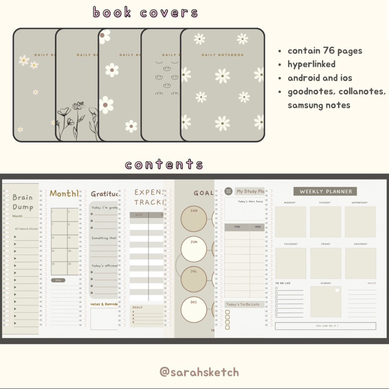 Digital Notebook Goodnotes/ Goodnotes Daily Hyperlinked Digital ...