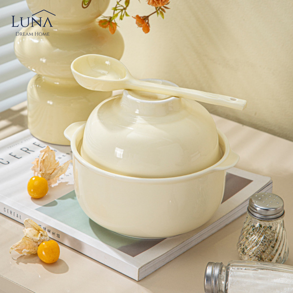 LUNA [Mill Bowl Set] 3in1 FREE SPOON Cute Pastel Tableware Dinnerware ...