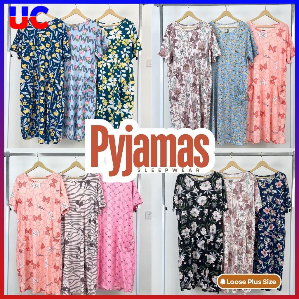 UC_ Pyjamas dress women pyjams nightwear sleepwear loose Plus Size ...