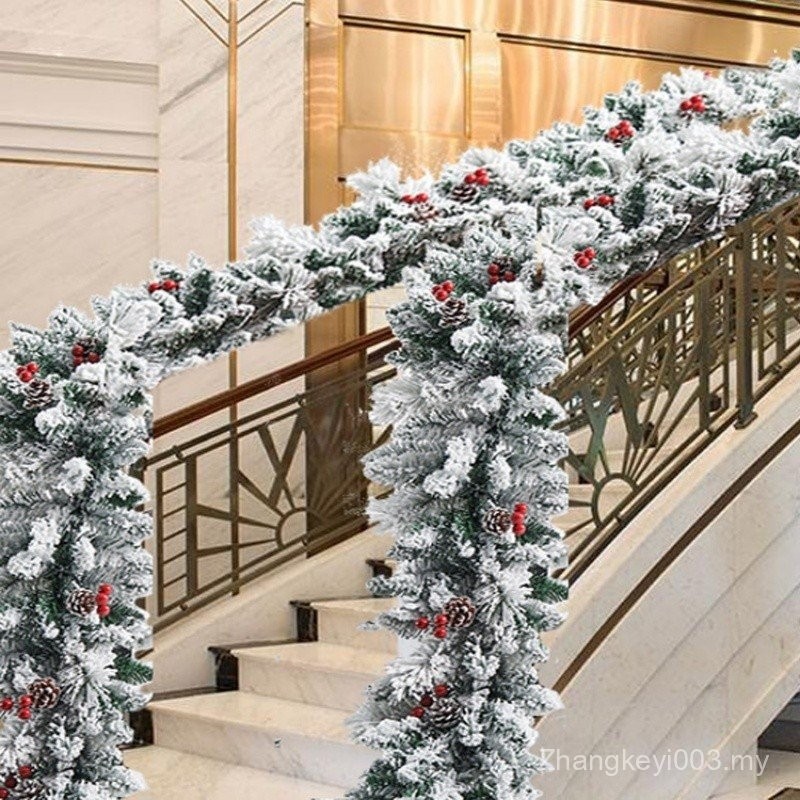 2.7m Snowflake Decoration Door Rattan Green Flocking Garland Shopping ...