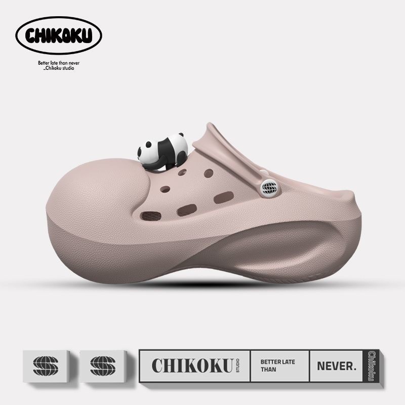 Kasut lubang panda chikoku kasut lubang luar musim panas bersol tebal ...