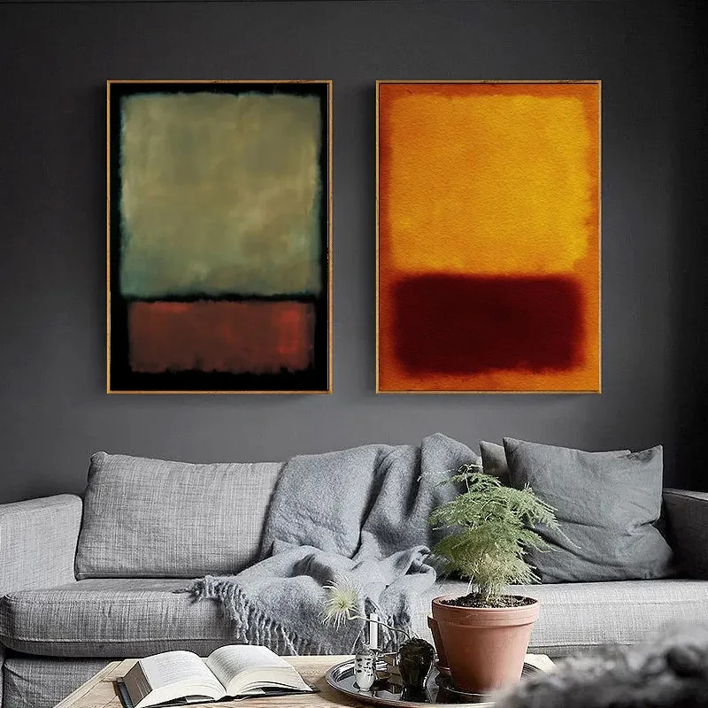 Minimalist Color Wall Art Mark Rothko Blue Orange Hd Picture Canvas ...