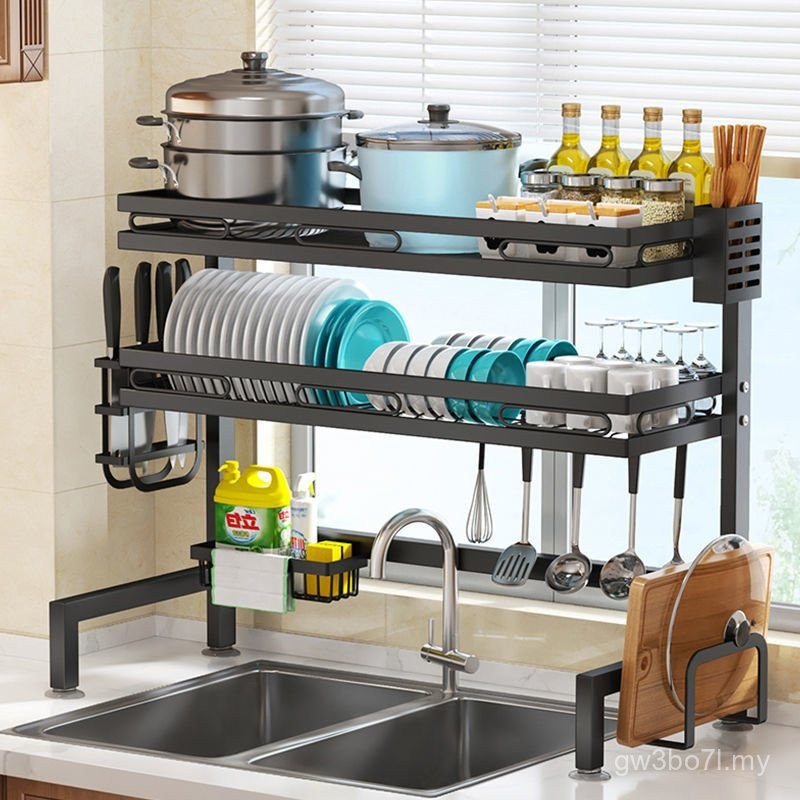 Rak di sink, dapur, rak, meja, pinggan, rak simpanan, kolam air basuh ...