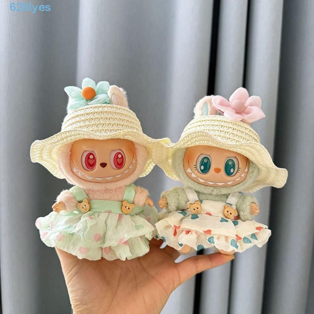 LILYES Labubu Doll's Clothes, Flower with Hat Sitting Labubu Time Dress ...