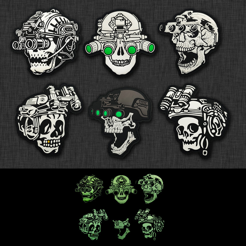 【Customized】Night Light Tactical Skull PVC Night Identification Seal3D ...