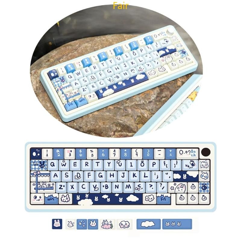 Fair 74 Keys Cute Animal Theme PBT 5 Sided DYE-SUB Keycap MDA Profile ...