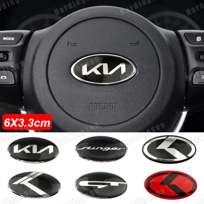 1 Piece 6X3.3CM Car Steering Wheel Center Logo Cover Badge Emblem Interior Accessories for KIA ...