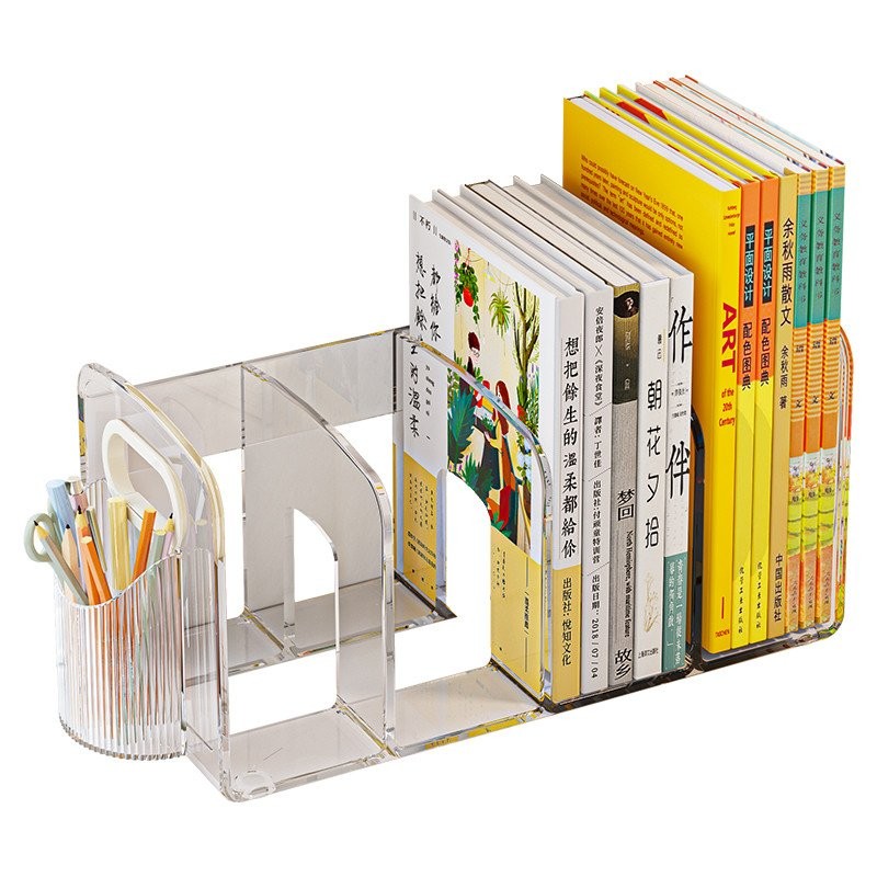 Desktop Bookend Transparent Acrylic Bookshelf Student Book Desk Storage ...