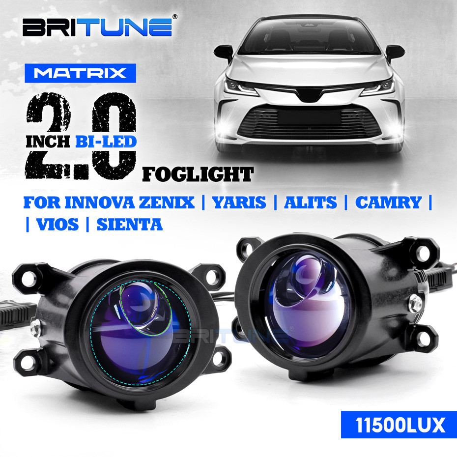 Tri Color Blue Hyperboloid H11 LED Fog Lamp Projector For Toyota Innova ...