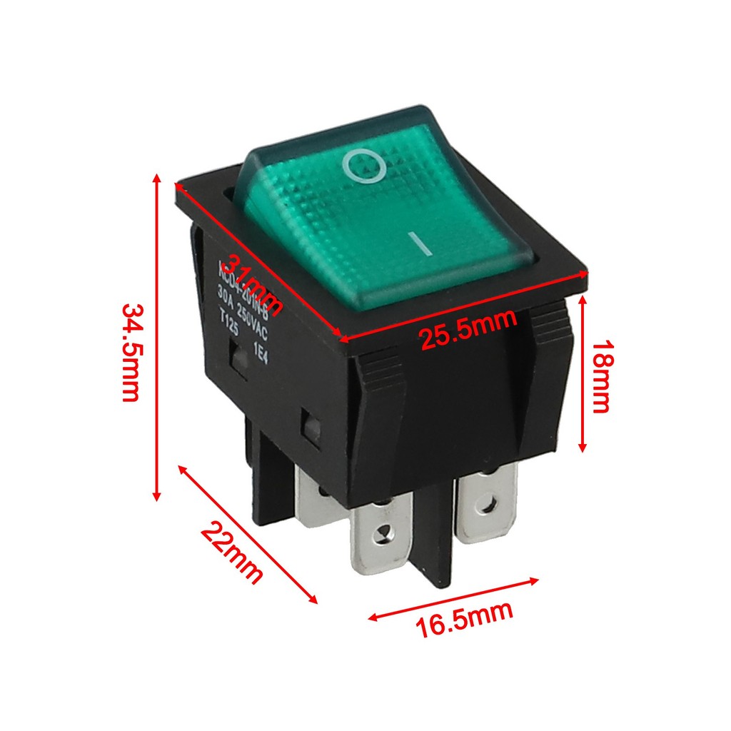 Set of 5 On Off Rocker Switches DPST Rated Current 40A at 250V for Boat ...