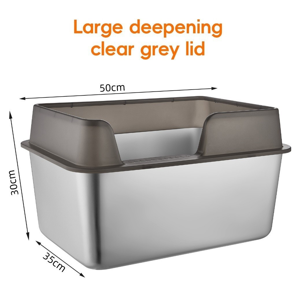 Extra Large size litter box, stainless steel, height 30cm, recessed ...