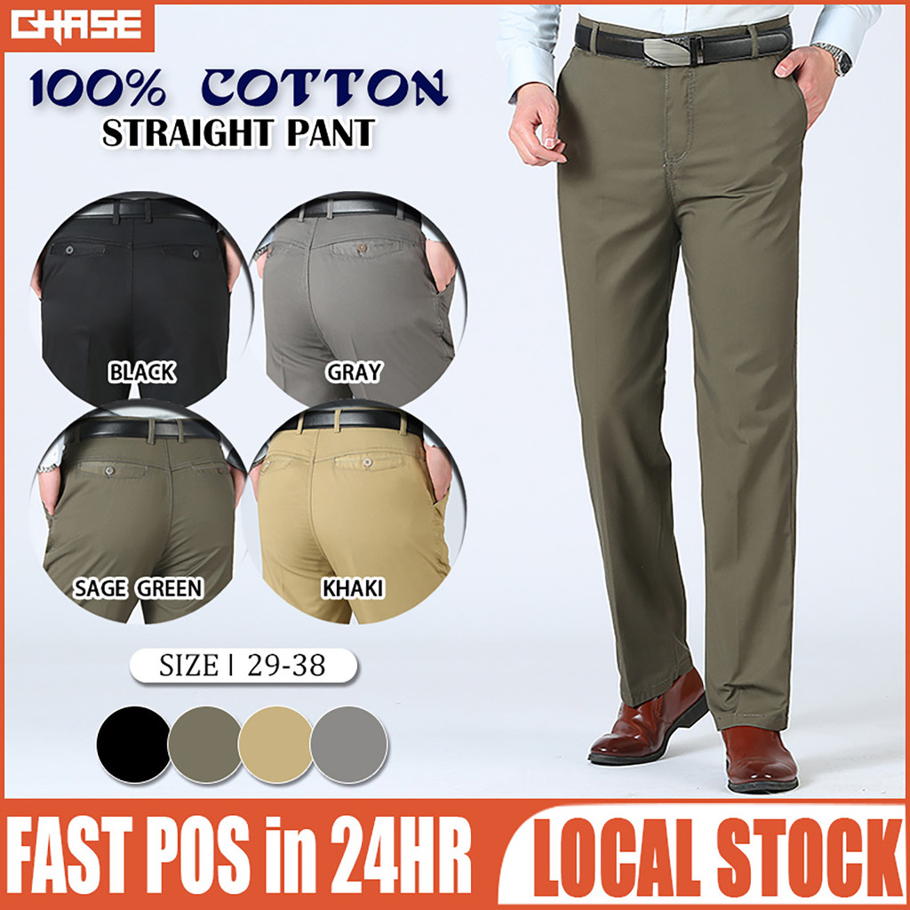 Seluar Slack Lelaki Men Formal Pants 100% Cotton Office Business ...