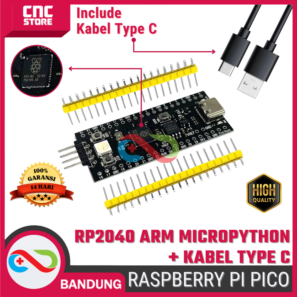 Raspberry Pi Pico RP2040 ARM Microcontroller Board with MicroPython & Type-C Cable | Shopee Malaysia