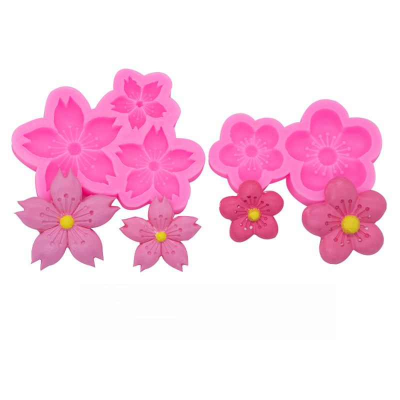 Sakura Baking Tray Flowers Shaped Plum Blossom Fondant Clay Silicone ...