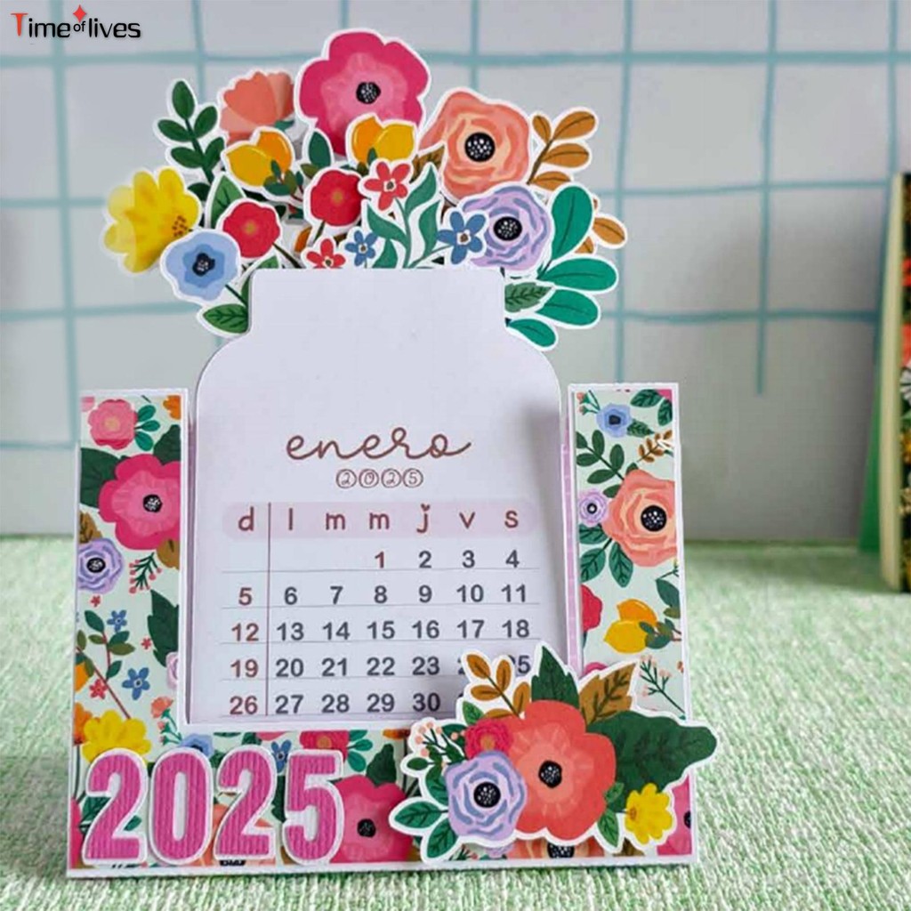 2025 Bloomy Flowers Desk Calendar Vase Shaped Monthly Calendar Planner ...