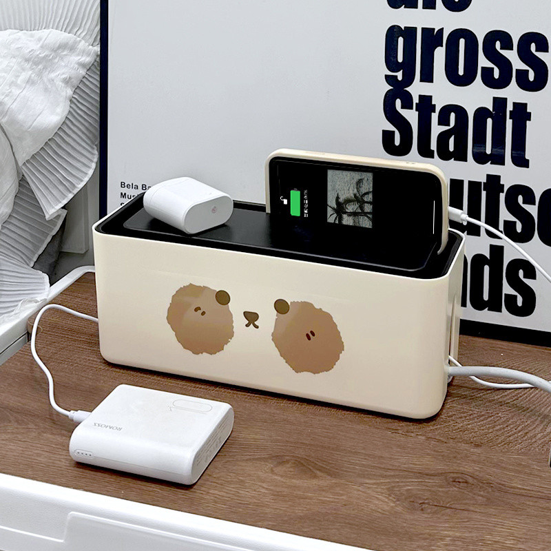 Cute Power Strip Storage Box Desktop Power Strip Data Cable Storage ...