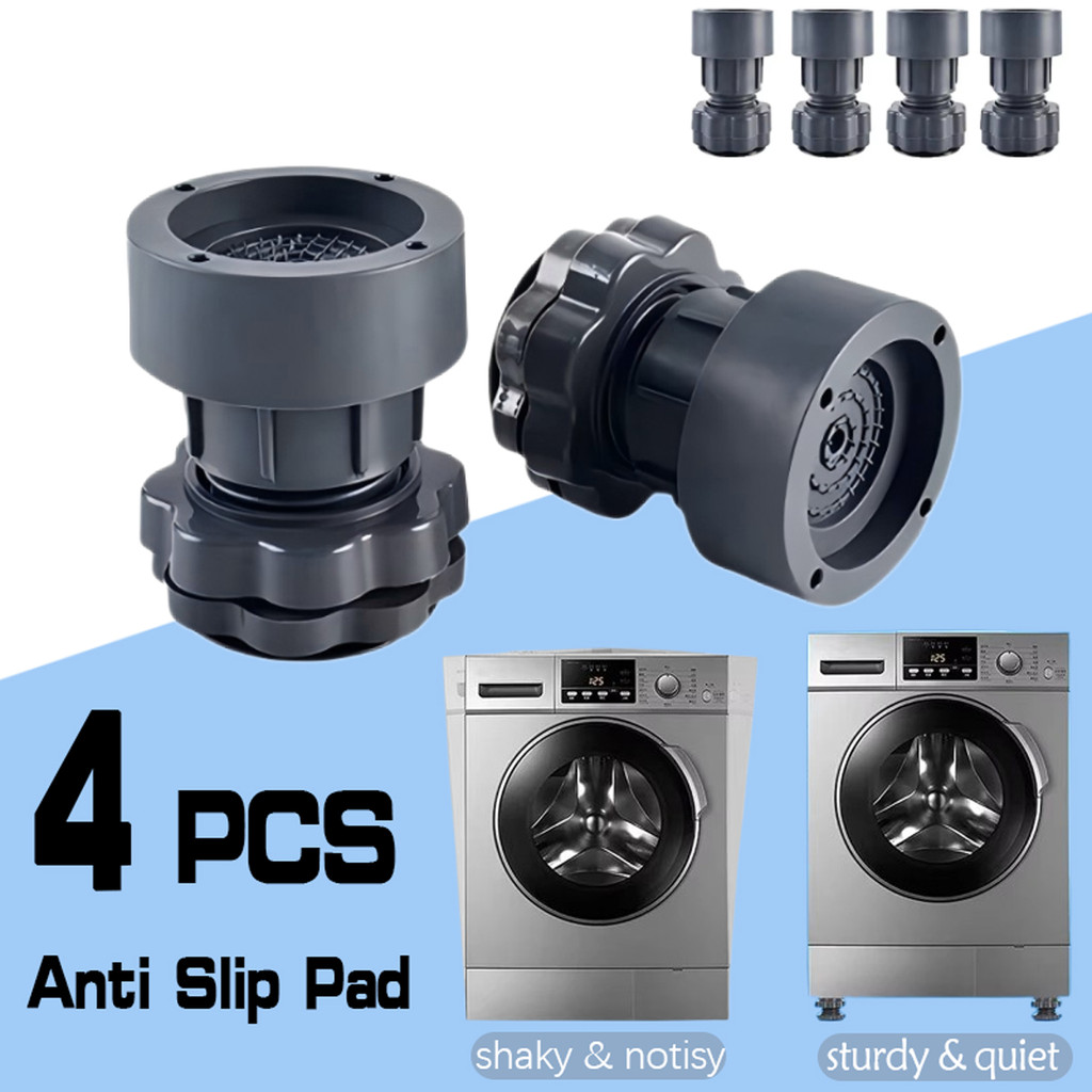 4 PCS Kaki Mesin Basuh Adjustable Height Washing Machine Stand Anti ...