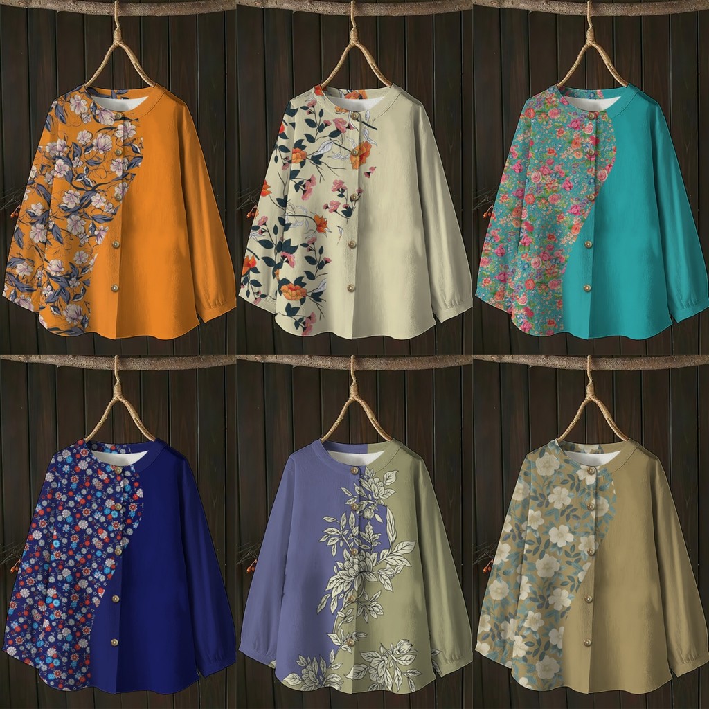 Baju Raya Elegant Floral Women's Shir Icahfa Baju Raya 2025 Baju Plus ...