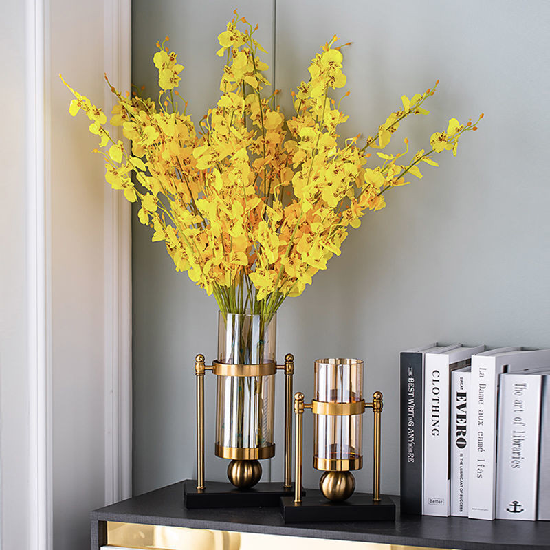 Hiasan mewah moden, pasu kaca, alat letak barang, ruang tamu, karangan ...