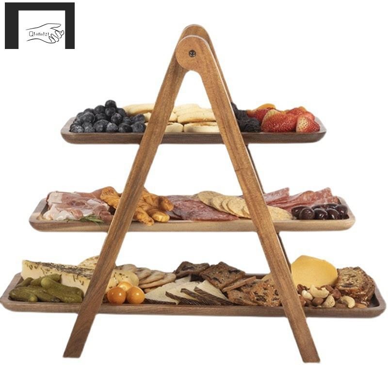 Three Tier Wooden Tray Organizer Rack Farmhouse Tiered Cupcake Stand ...