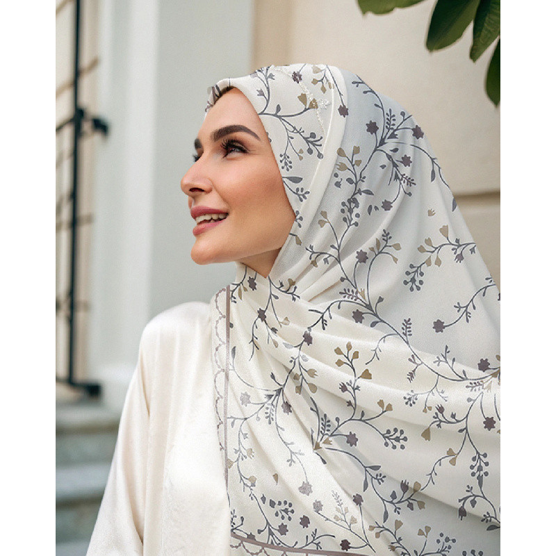 Tudung Bawal Floral Printed Shawl Retro Elegant Women's Long Scarf ...